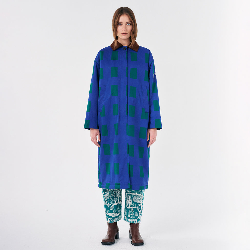 Bobo Choses Woman Long Coat - Colour Game Print Blue | Garmentory
