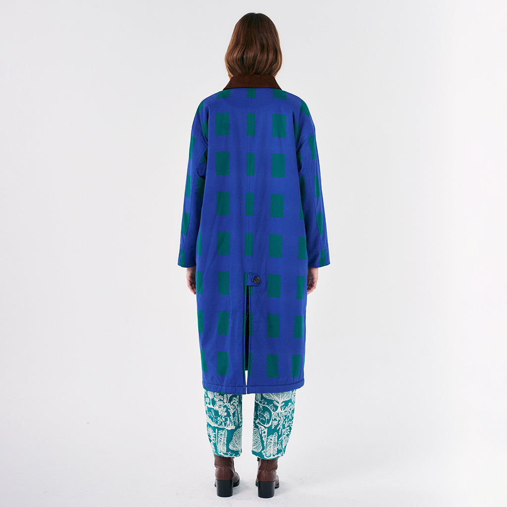 Bobo Choses Woman Long Coat - Colour Game Print Blue | Garmentory