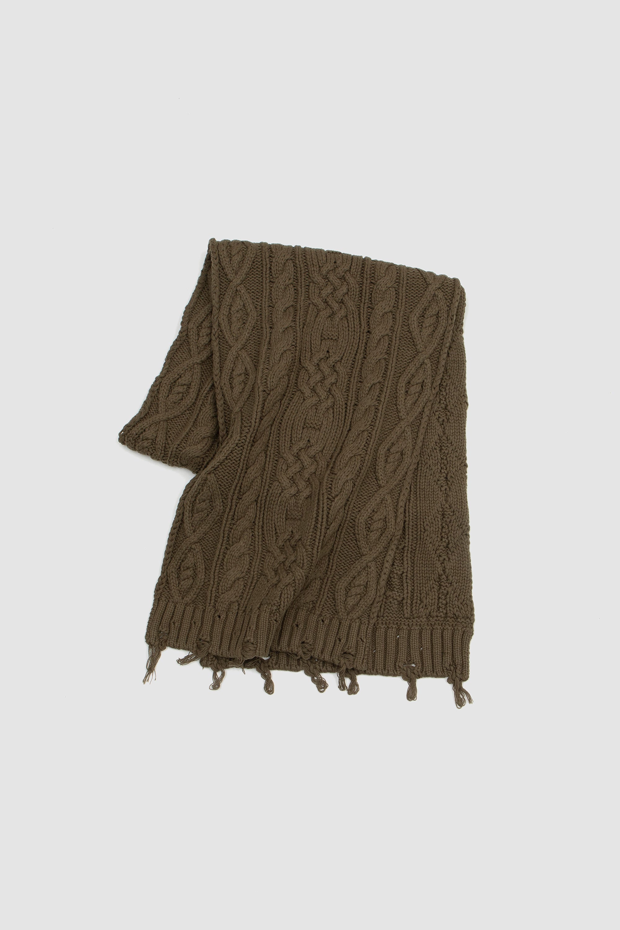Vintage Distressed Cable Knit Scarf - Forest | Garmentory