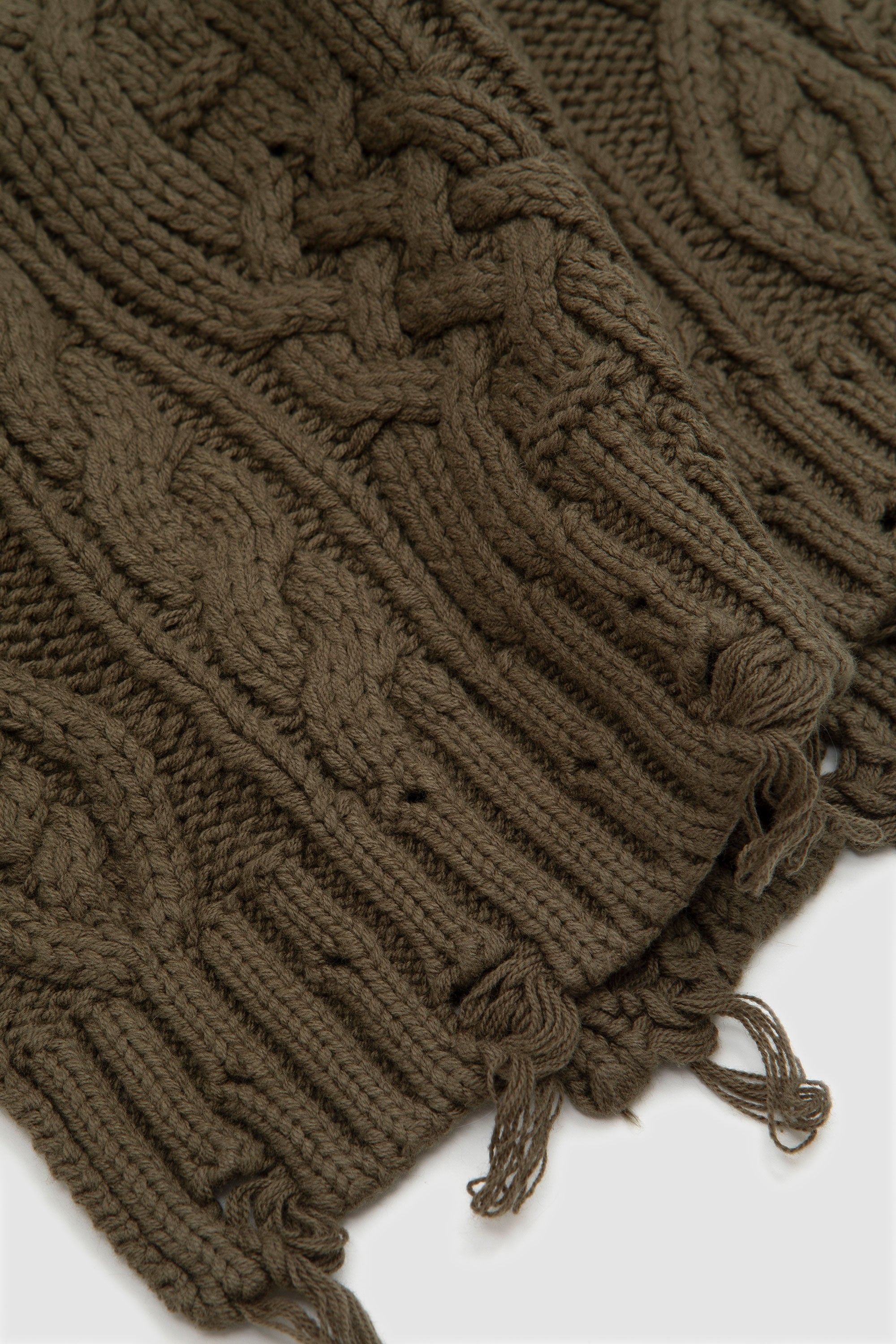 Vintage Distressed Cable Knit Scarf - Forest | Garmentory
