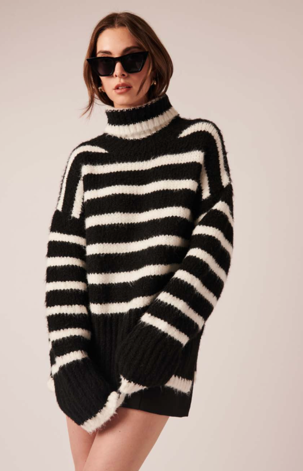 Line the Label Tabby Sweater - Black/Swan | Garmentory