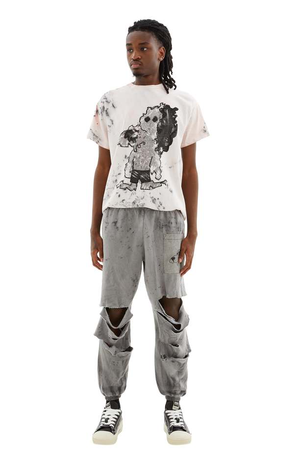WESTFALL Melting Snoppy Pocket Destroyed Sweatpants - Dirty Charcoal ...