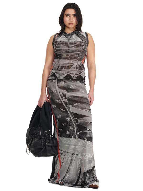 Ottolinger Mesh Maxi Dress - Dirndl Print | Garmentory