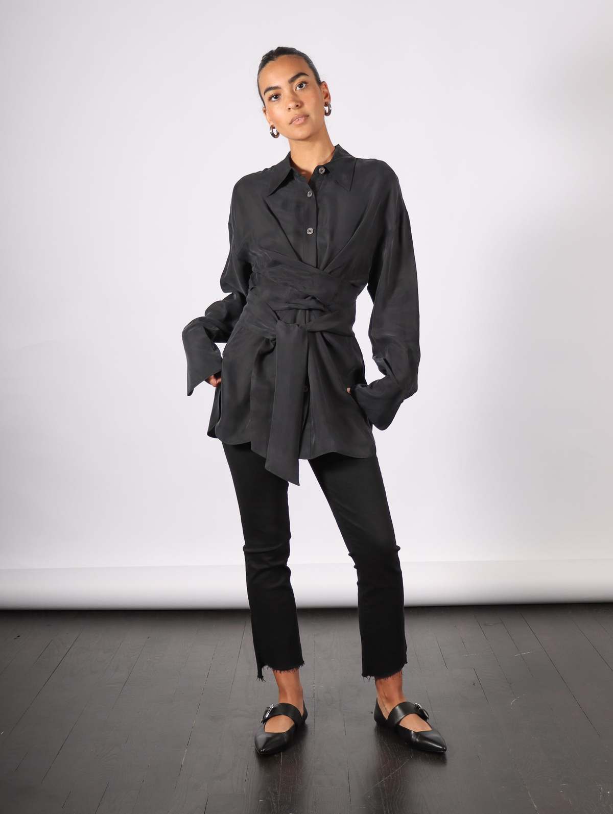 Rodebjer Almond Peach Twill Shirt - Black | Garmentory