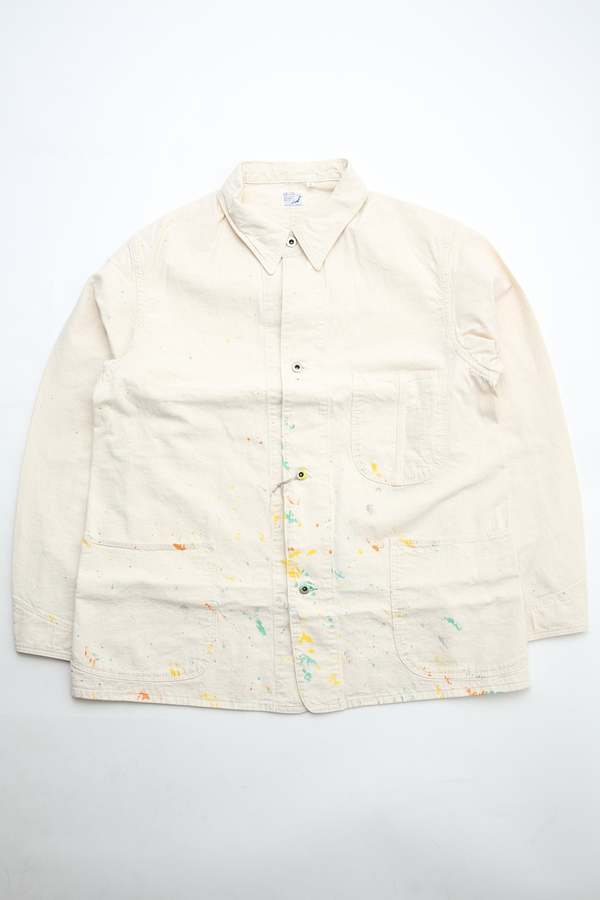 Totem Brand Co. Orslow 1940's Coverall Kinari Denim - ECRU With PAINT | Garmentory