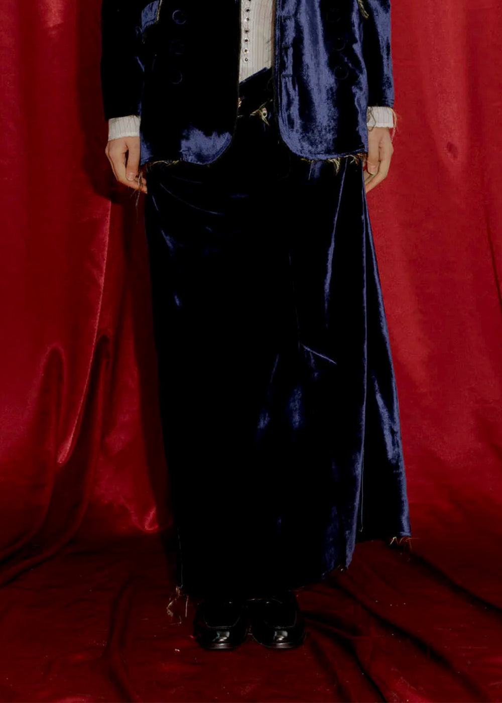 Hanchi Studios Velvet Skirt - Blue | Garmentory