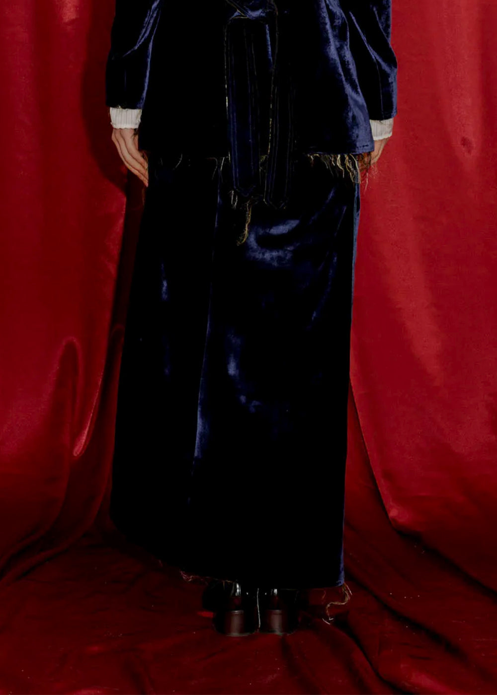 Hanchi Studios Velvet Skirt - Blue | Garmentory