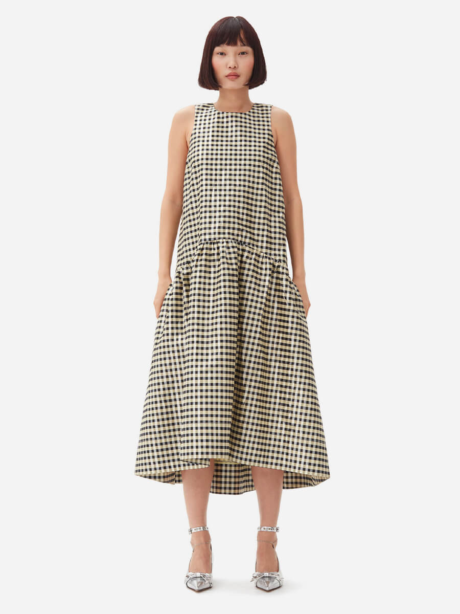 Ganni Jacquard Midi Dress - Shiny Check | Garmentory