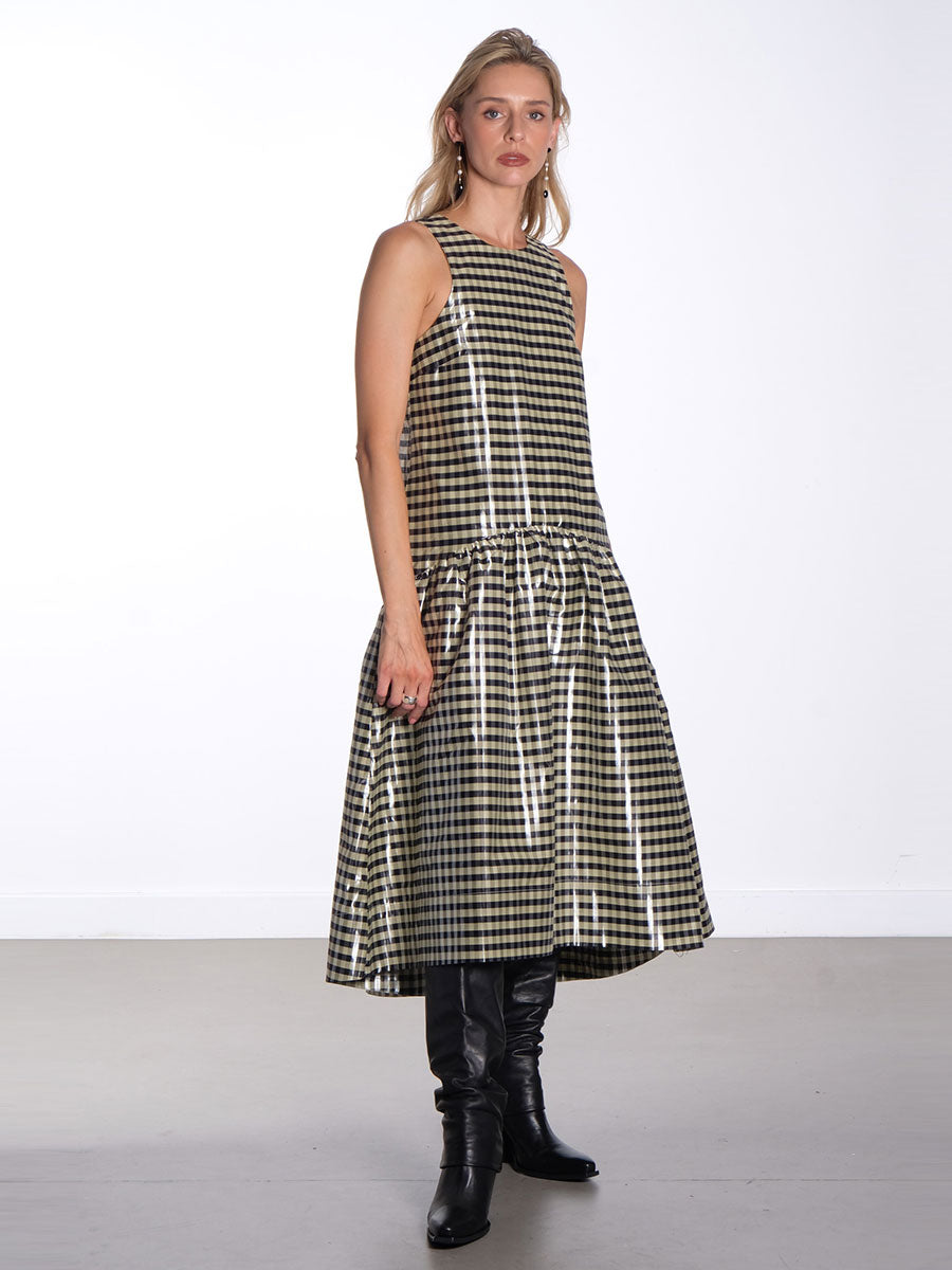 Ganni Jacquard Midi Dress - Shiny Check | Garmentory