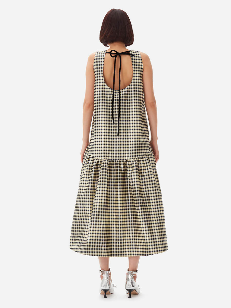 Ganni Jacquard Midi Dress - Shiny Check | Garmentory