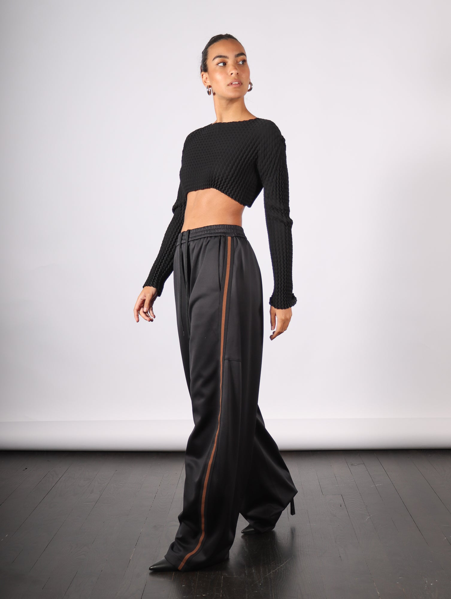 Tibi Active Knit Winslow Pant - Black/Brown Stripe | Garmentory