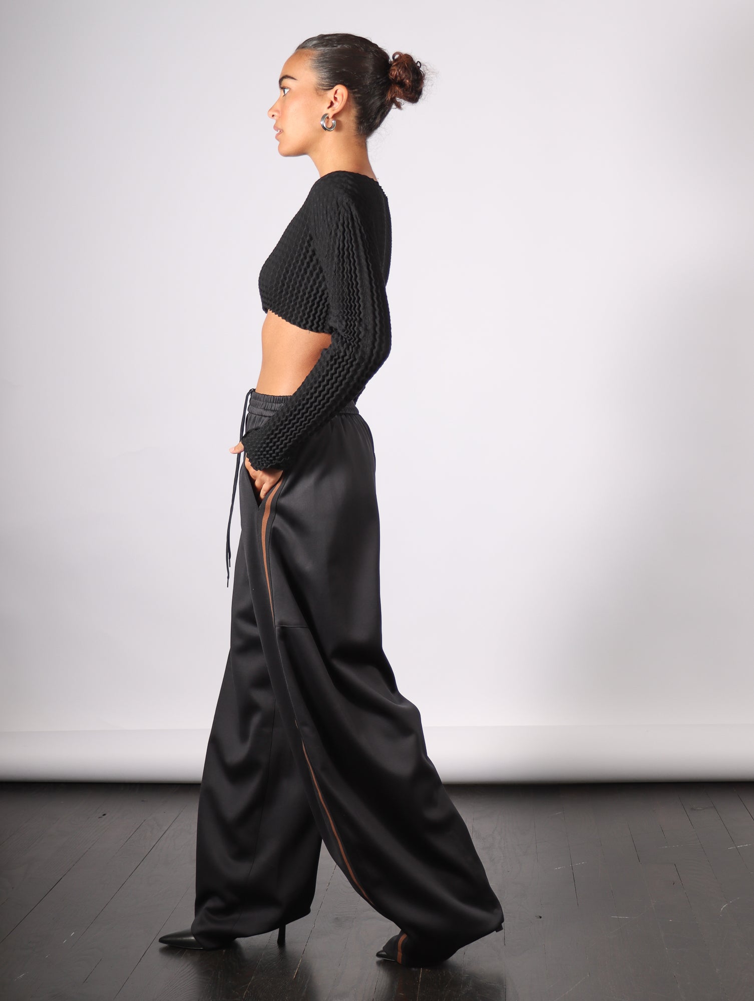 Tibi Active Knit Winslow Pant - Black/Brown Stripe | Garmentory