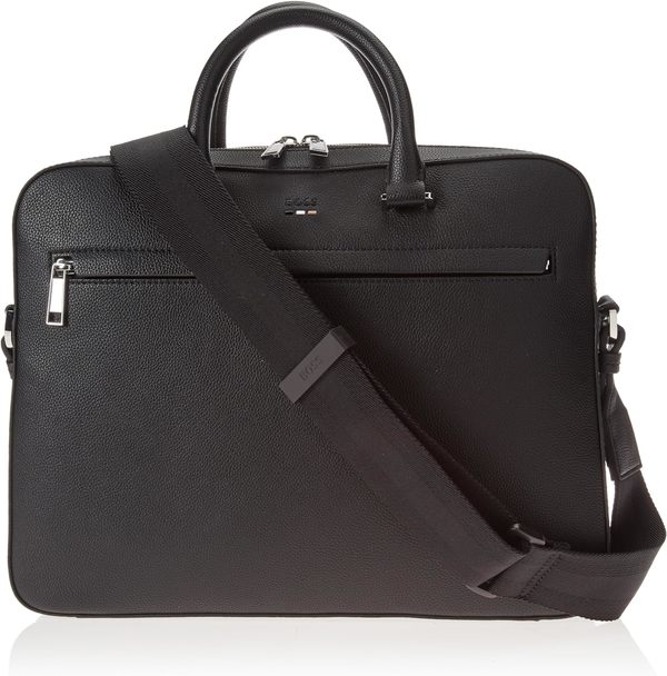 Hugo Boss Embossed Logo Smooth Vinyl Executive Briefcase - Galaxy Black ...