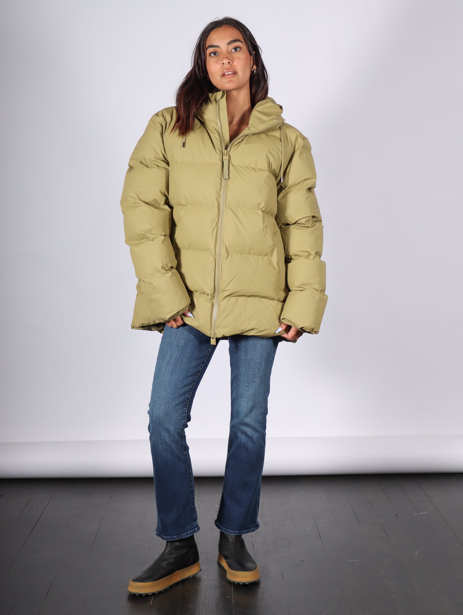 Rains Alta Puffer Jacket - Khaki | Garmentory