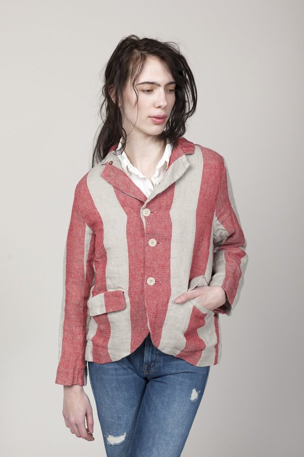 Butcher Linen Jacket - Red Stripe | Garmentory