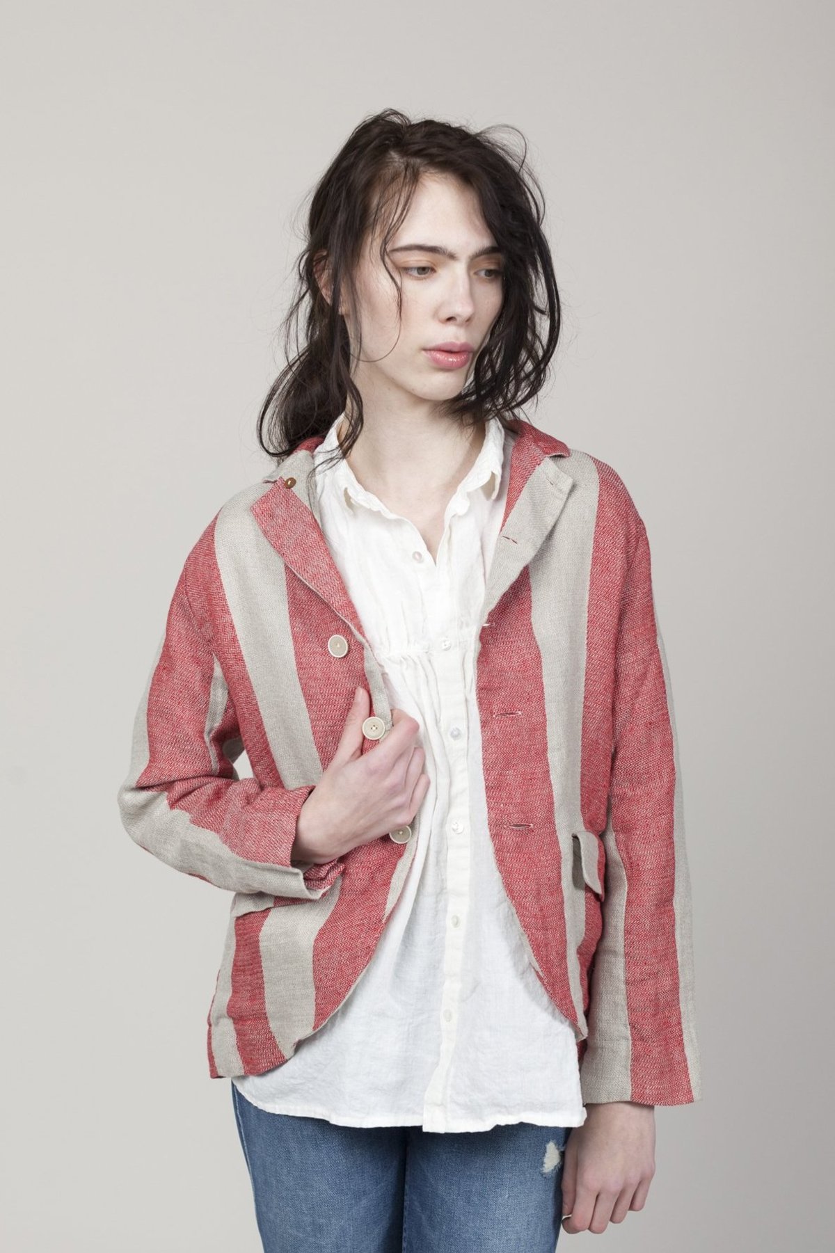 Butcher Linen Jacket - Red Stripe | Garmentory