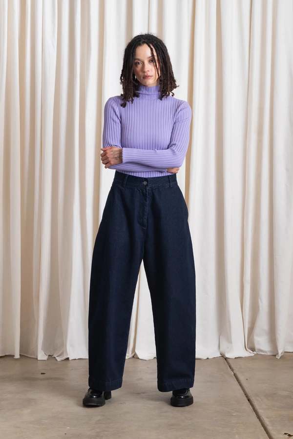 Ali Golden Loose Barrel Pant - Dark Denim | Garmentory
