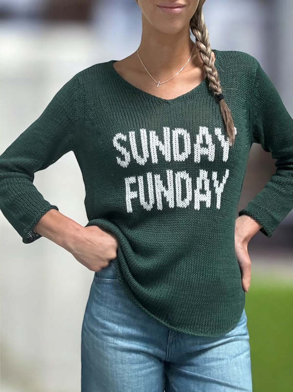 Wooden Ships Sunday Funday Sweater - Green/White | Garmentory