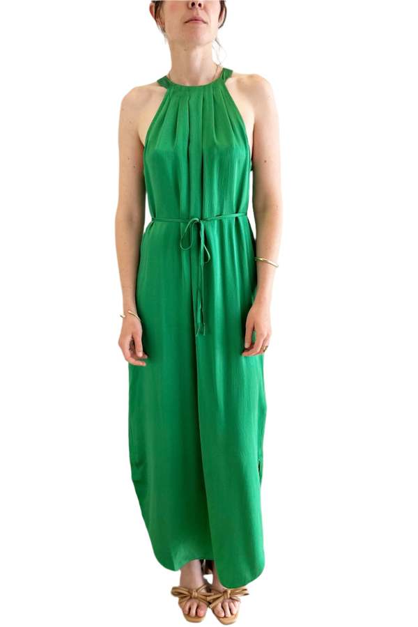 Go Silk Go Draped Over Halter Dress - Kelly Green | Garmentory