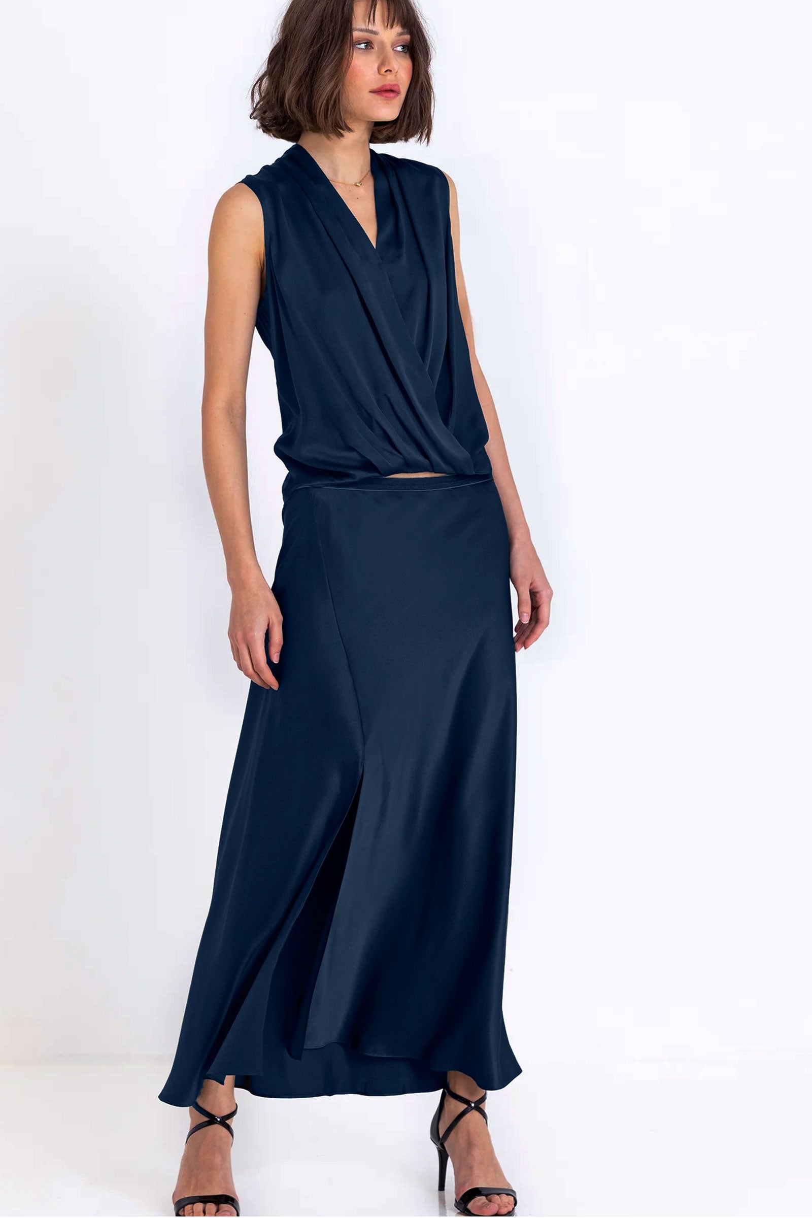 Go Silk Go Slit The Difference Skirt - Storm | Garmentory