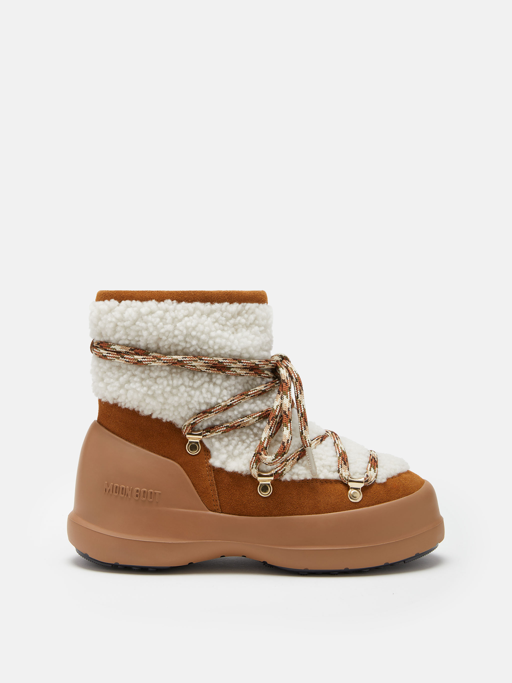 MOON BOOT LUNA SHEARLING BOOT - WHISKY/OFF WHITE | Garmentory