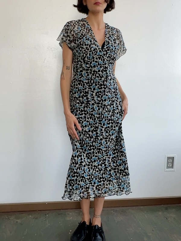 Anna Sui Silk Dress - Blue Floral | Garmentory