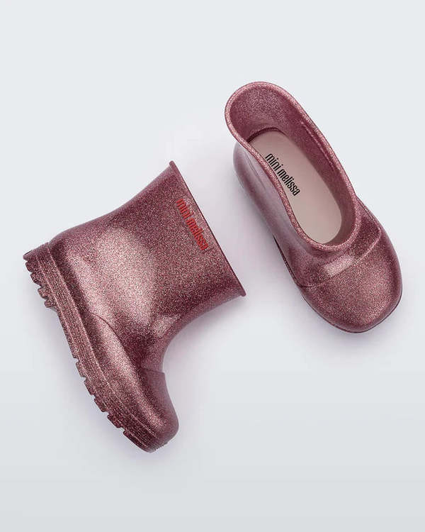 Kids Mini Melissa boots - Glitter Pink Welly | Garmentory