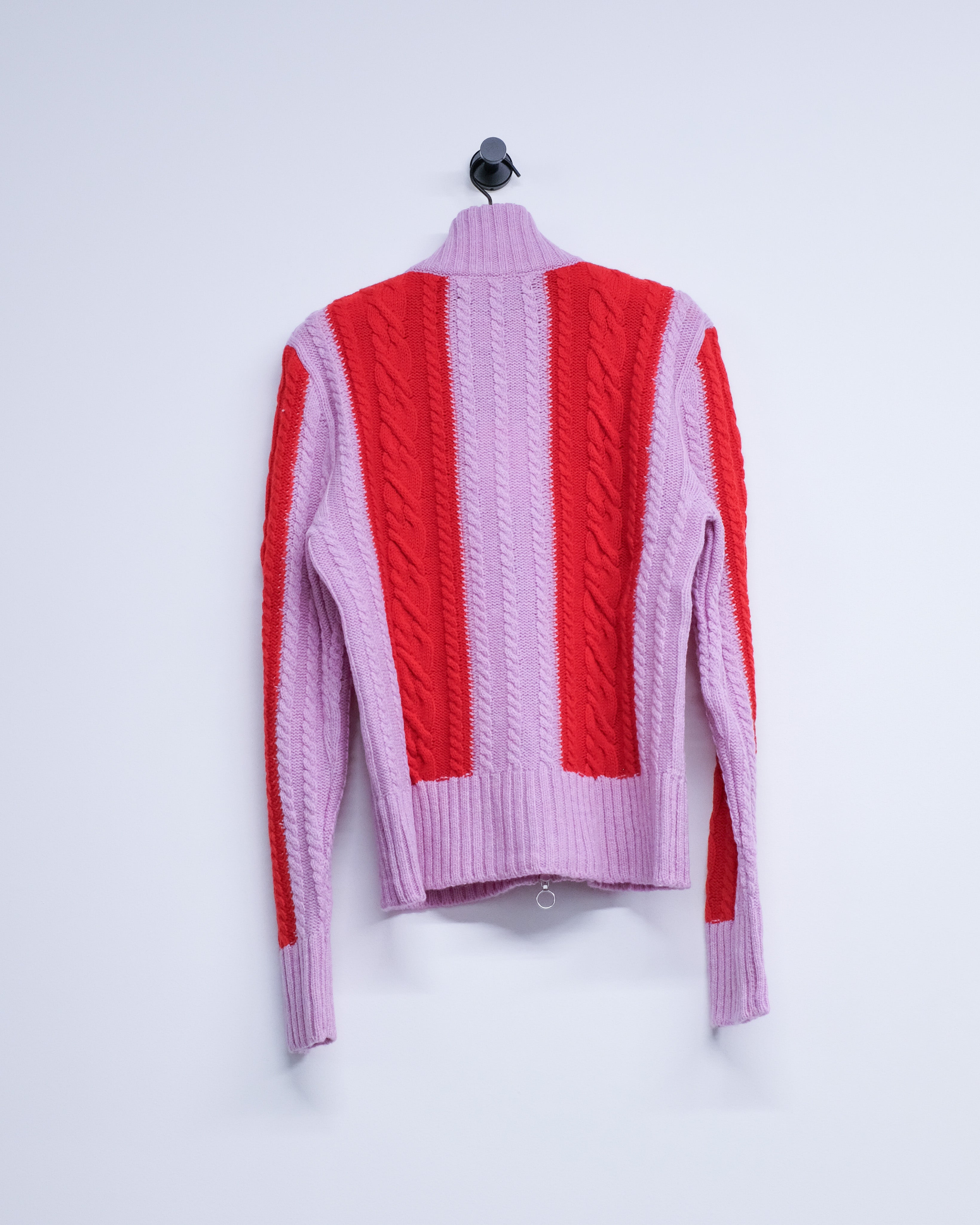 Edward Cuming Merino Wool Aaron Zip-Up Knit Jacket - Red/Pink | Garmentory