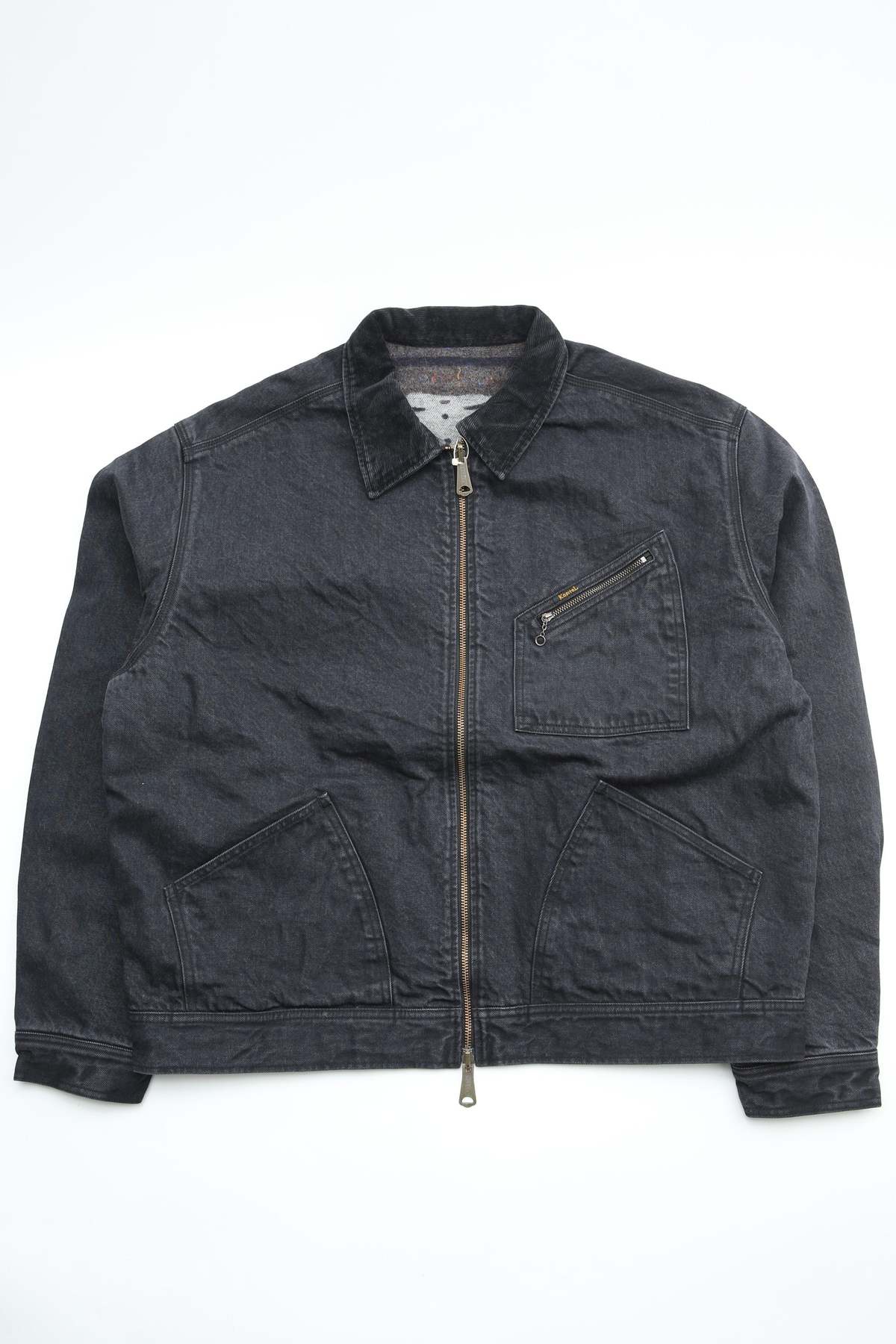 Kapital 14oz Denim Bone Lining Reversible Zip-Up Work Jacket - Black ...