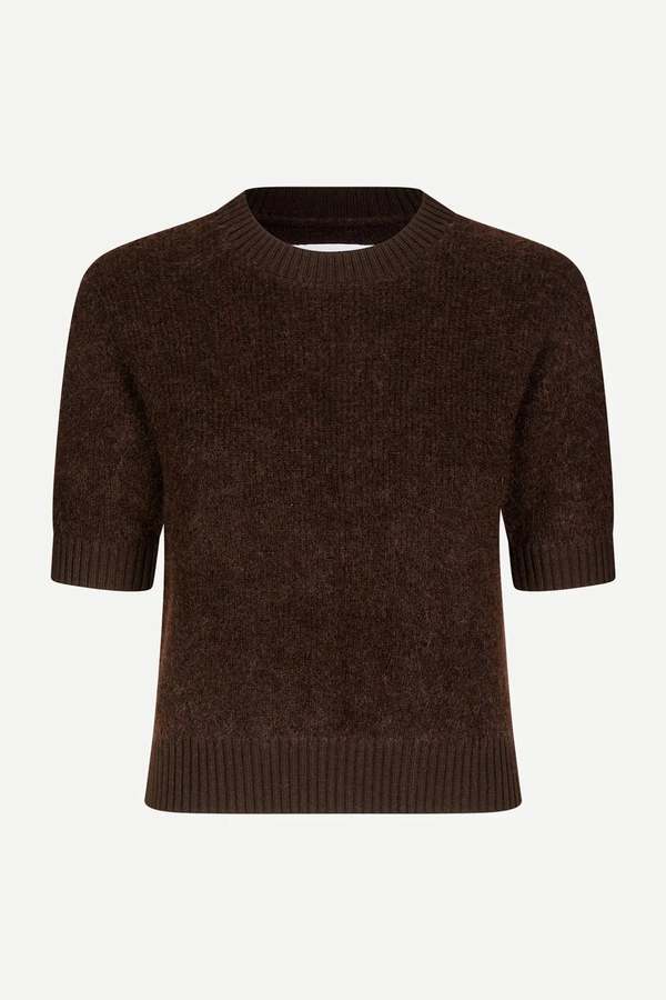 Samsoe Samsoe Jeanne Short Sleeve Knit - Chocolate Torte | Garmentory