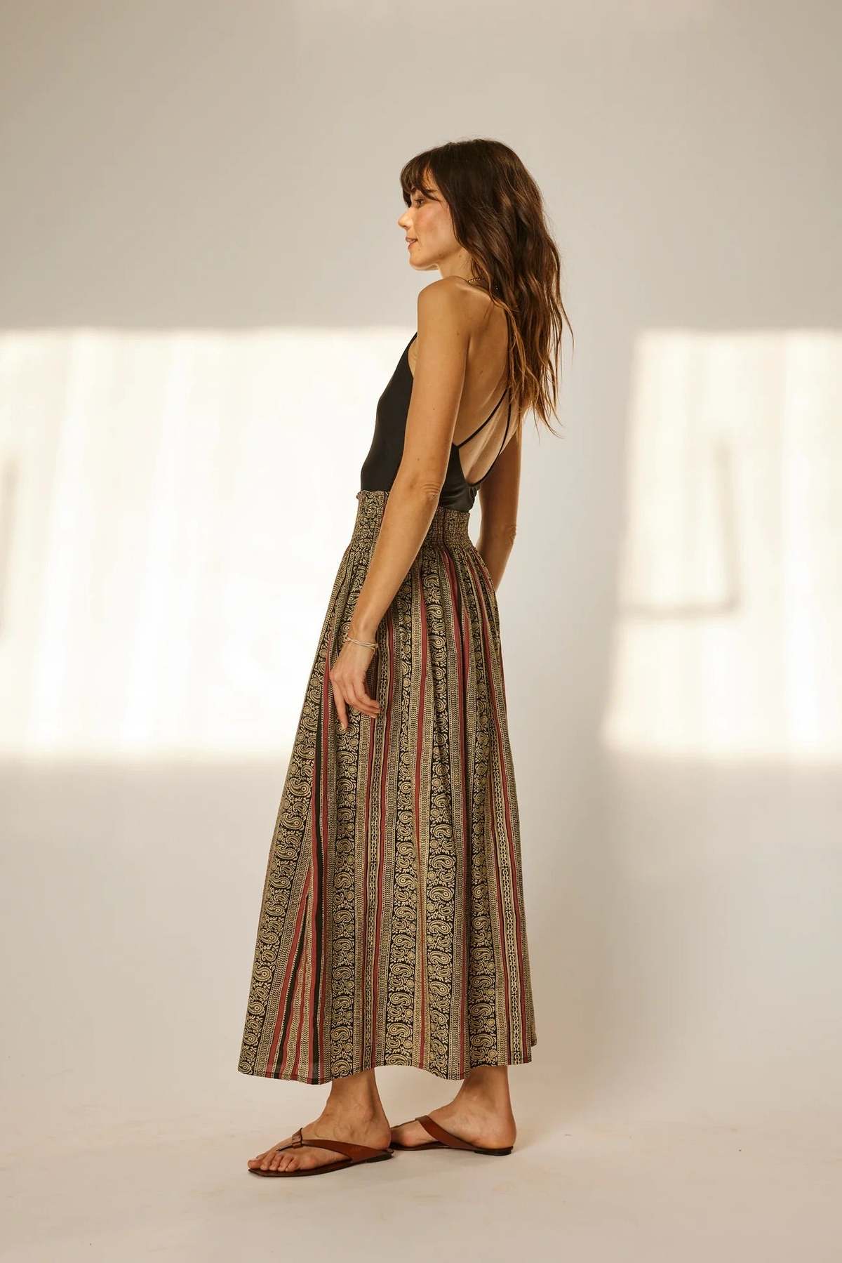NATALIE MARTIN BELLA SKIRT - PAISLEY STRIPE BLACK | Garmentory