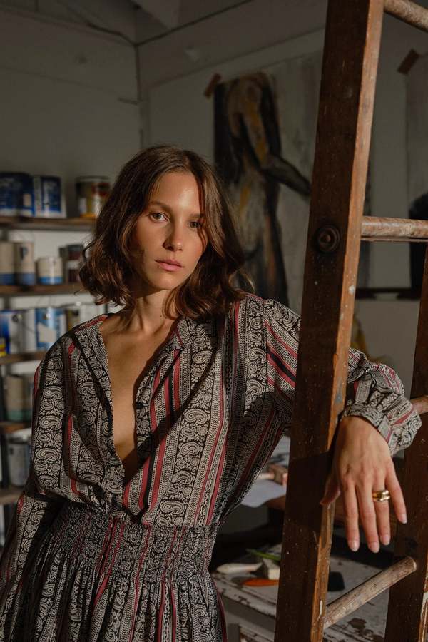 NATALIE MARTIN TOLAN SHIRT - PAISLEY STRIPE BLACK | Garmentory