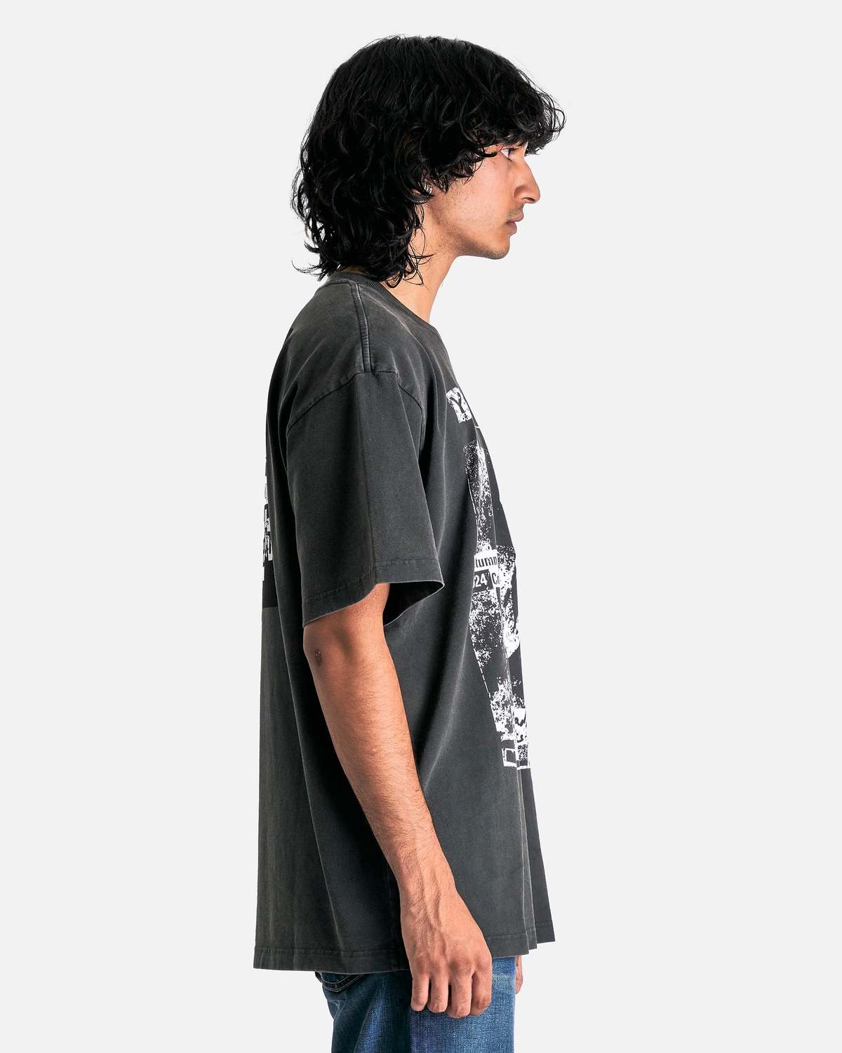 Y/project Rock Band Print Pinched Logo T-Shirt - Vintage Black | Garmentory
