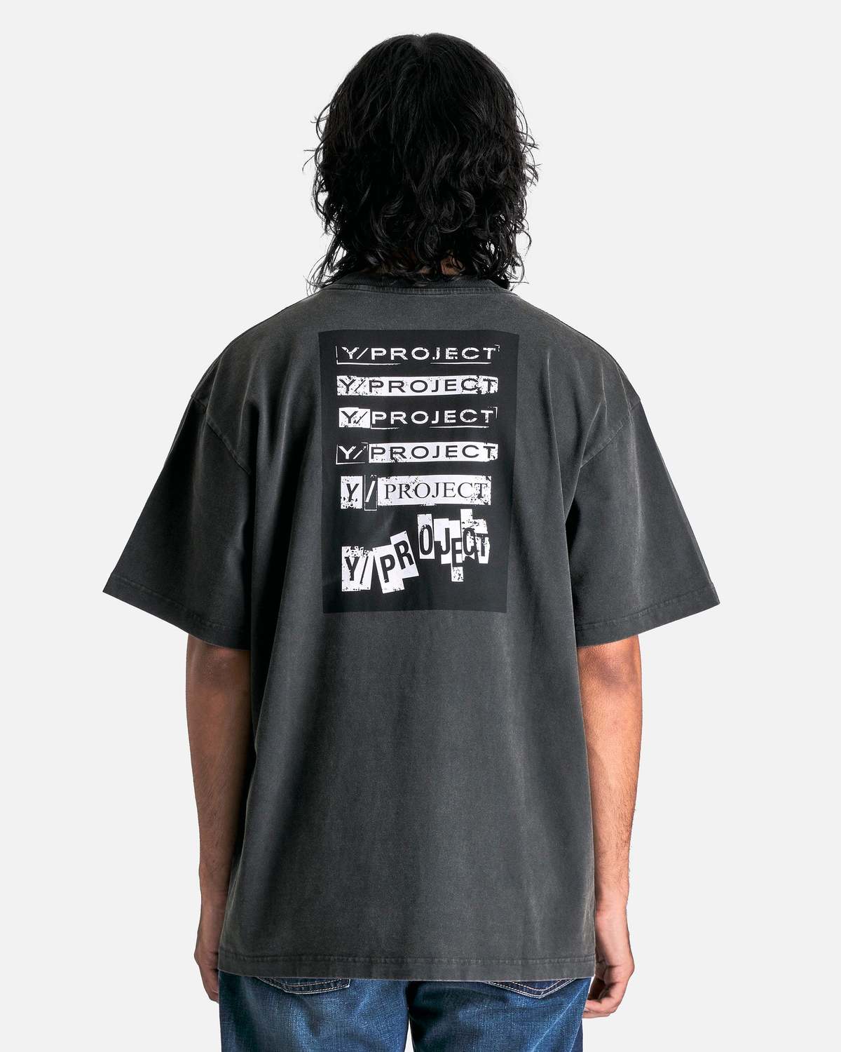 Y/project Rock Band Print Pinched Logo T-Shirt - Vintage Black | Garmentory