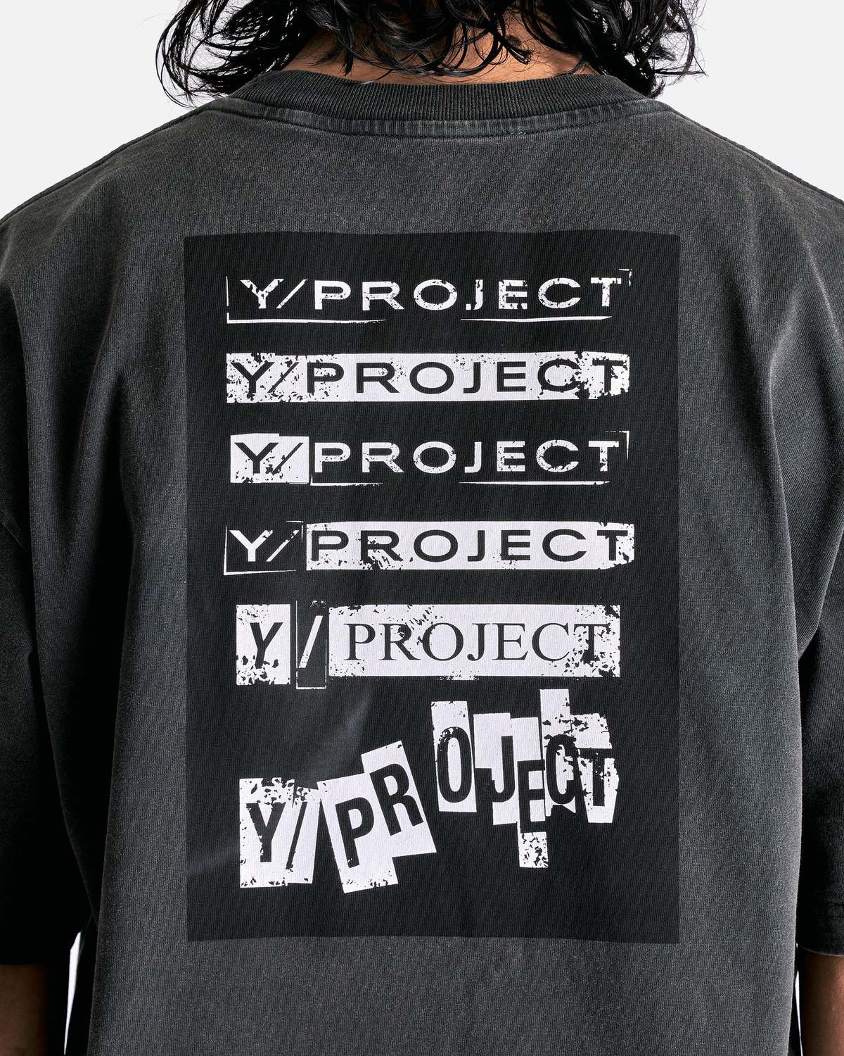 Y/project Rock Band Print Pinched Logo T-Shirt - Vintage Black | Garmentory