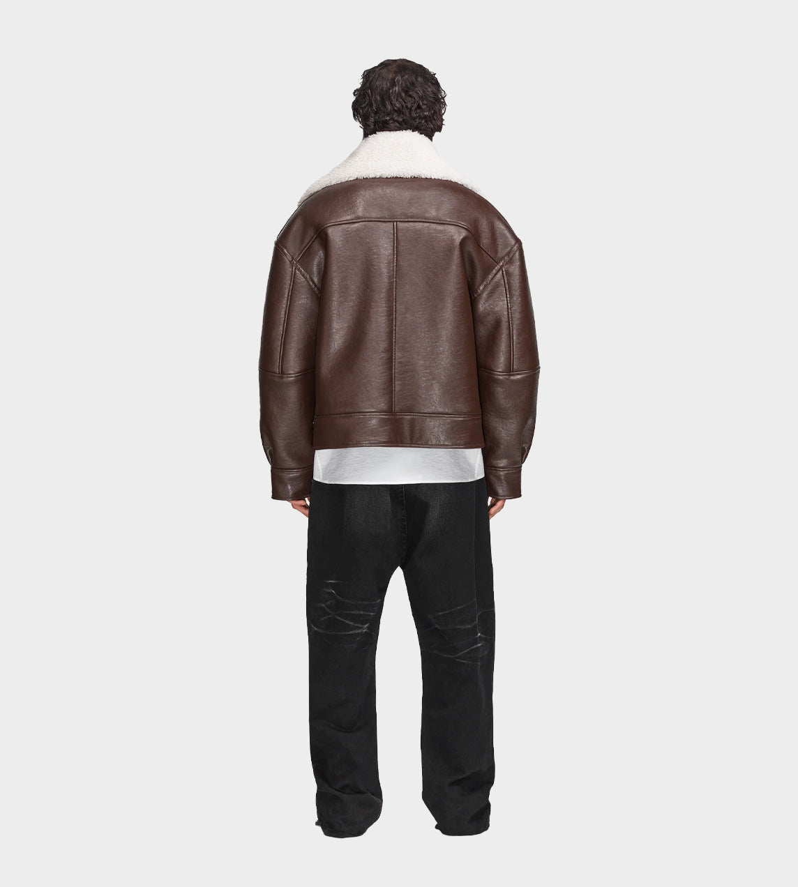 Y/project Hook & Eye Shearling Jacket - Dark Brown | Garmentory