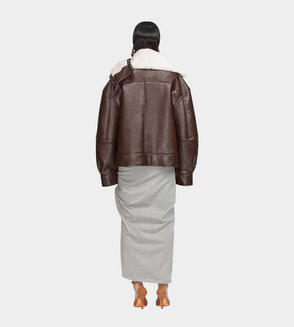 Y/project Hook & Eye Shearling Jacket - Dark Brown | Garmentory
