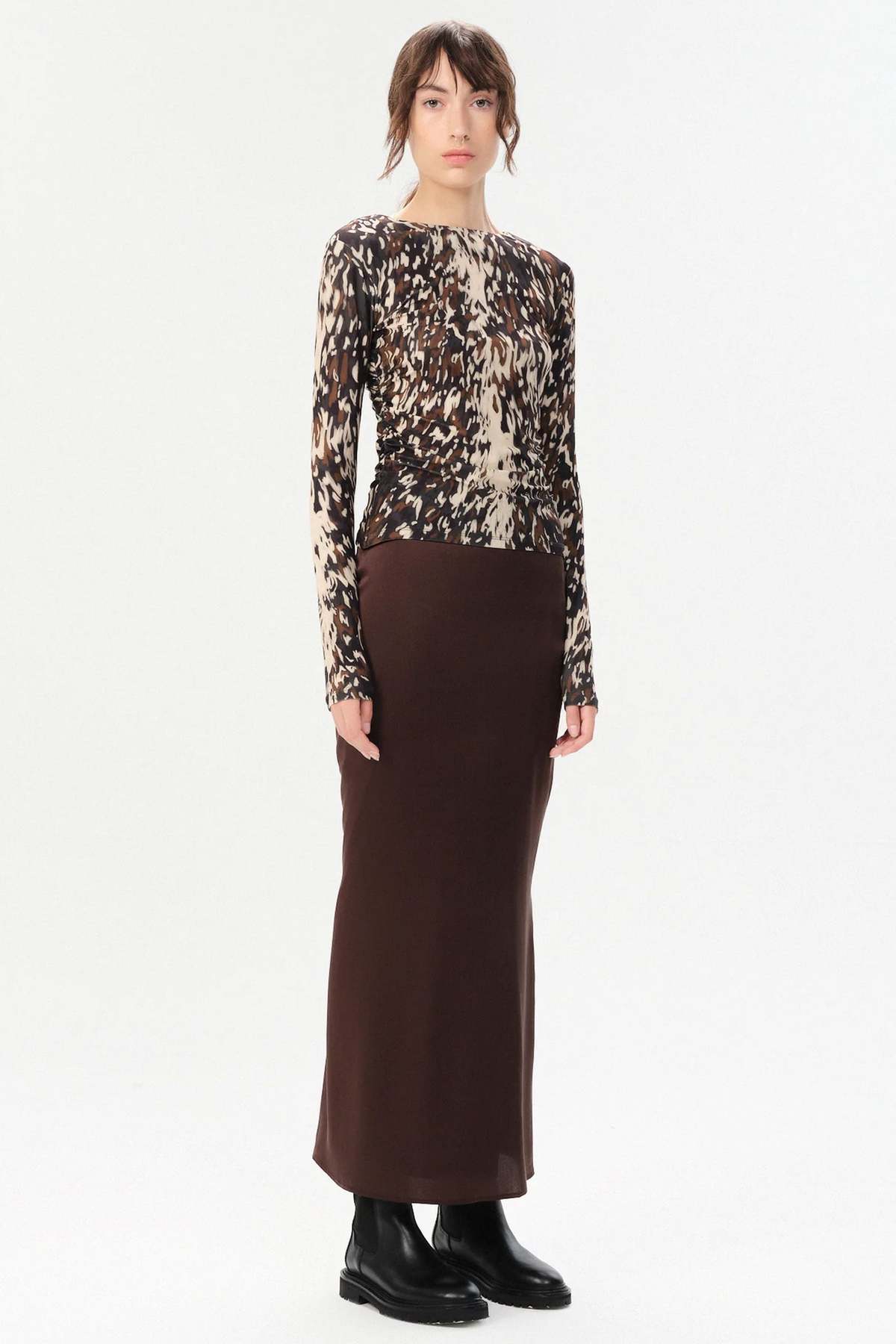 Maria Cher Callao Elois Long Sleeve Top - Earth Tones | Garmentory