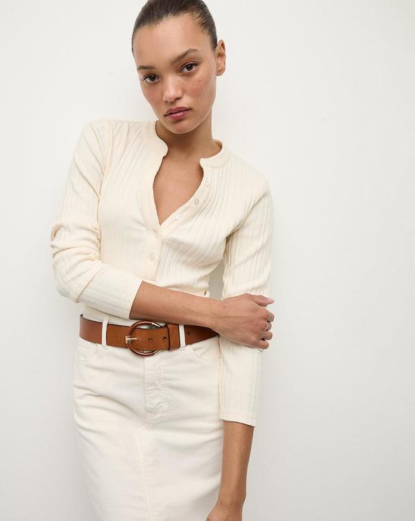 Veronica Beard Jocelyn Henley Shirt - Ivory | Garmentory
