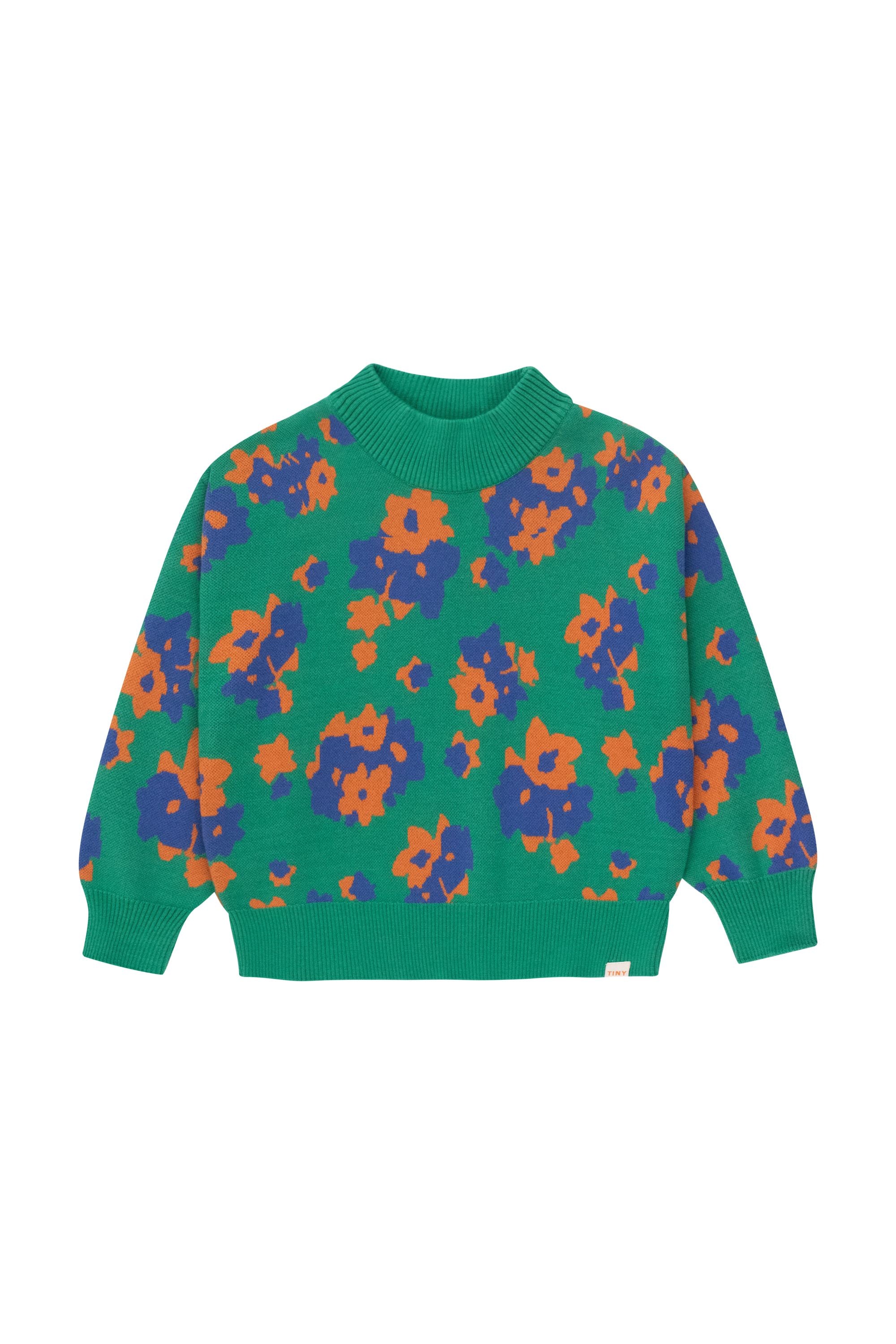 Tinycottons Flowers Mockneck Sweater - Emerald | Garmentory