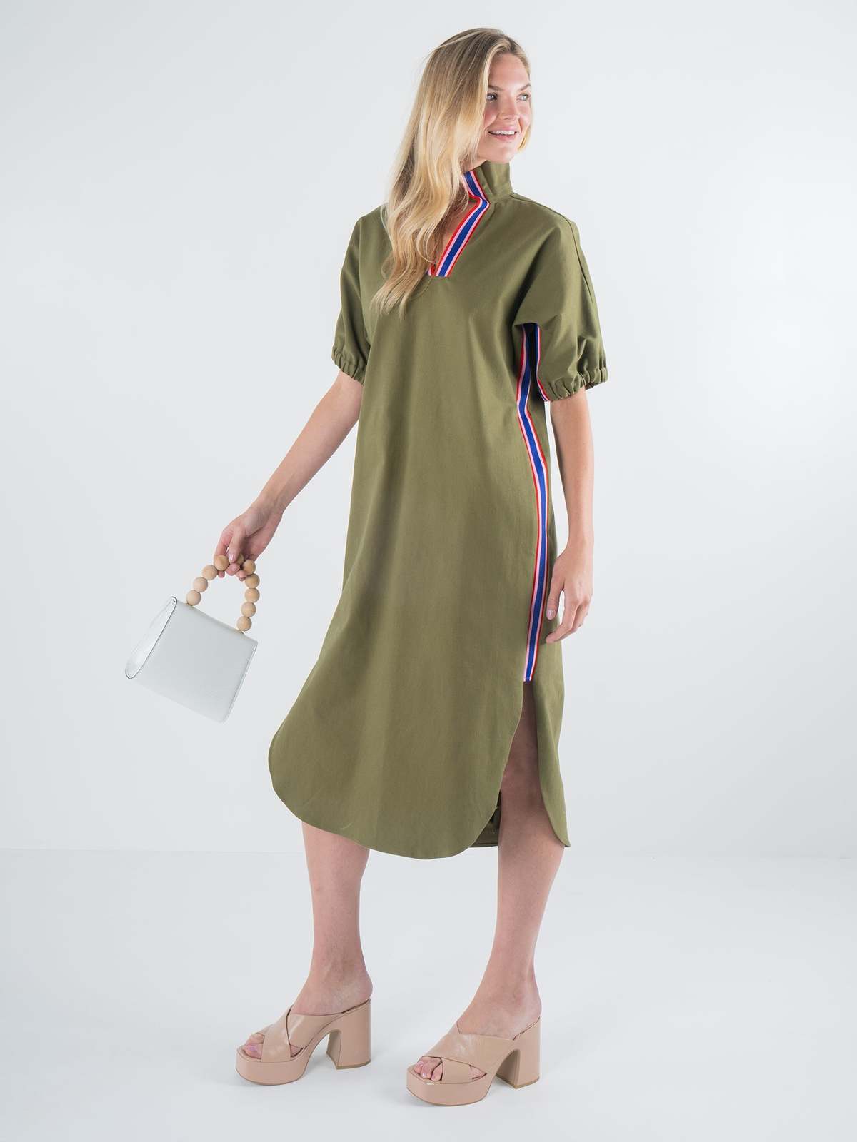 Emily McCarthy Poppy Caftan Dress - Army Green | Garmentory