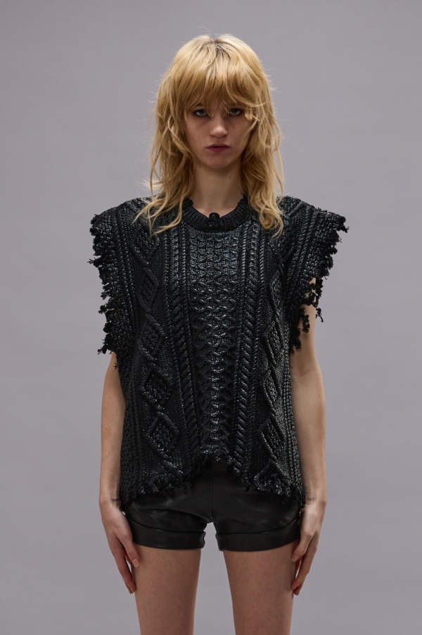 R13 Boyfriend Sweater Vest - Coated Black | Garmentory