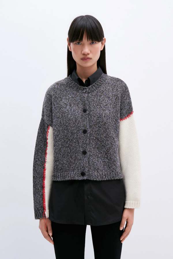Cordera Merino Wool Stitched Cardigan - Multicolor | Garmentory