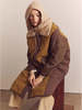 Amente Patch Quilted Wool Cotton Blend Detachable Fur Collar Coat ...