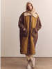 Amente Patch Quilted Wool Cotton Blend Detachable Fur Collar Coat ...