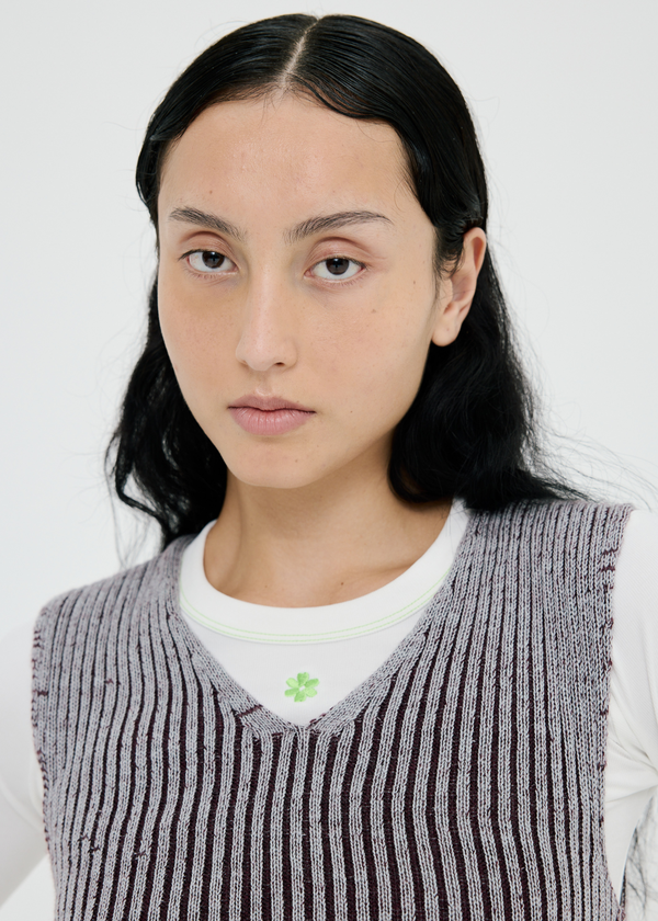 permanent vacation Hybrid Knitted Vest - Vapour/Garnet | Garmentory