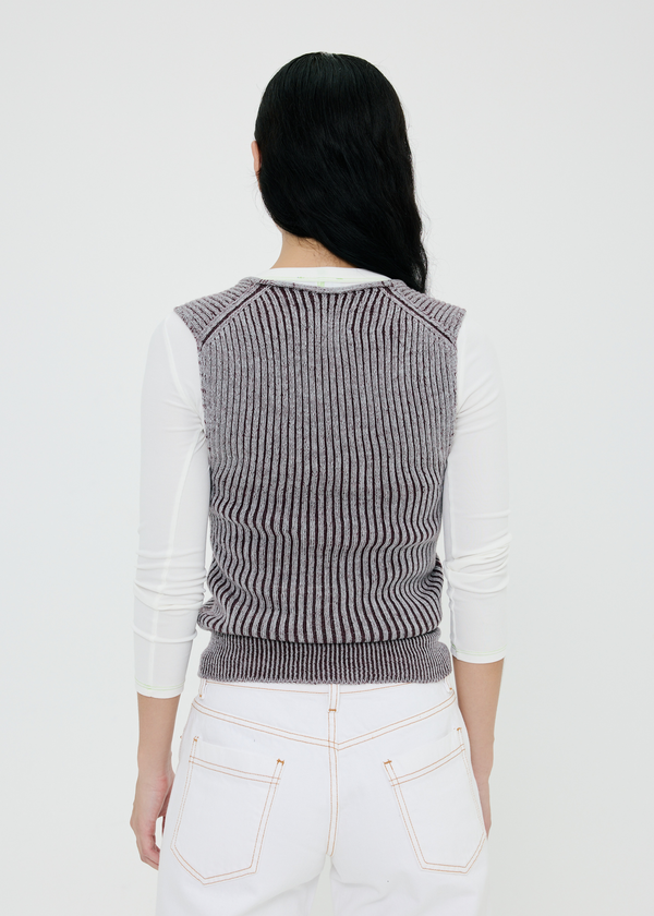 permanent vacation Hybrid Knitted Vest - Vapour/Garnet | Garmentory