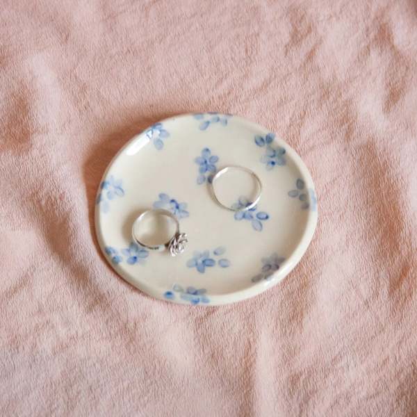 Erika Christine Ceramics Blue Forget Me Not Ring Dish | Garmentory