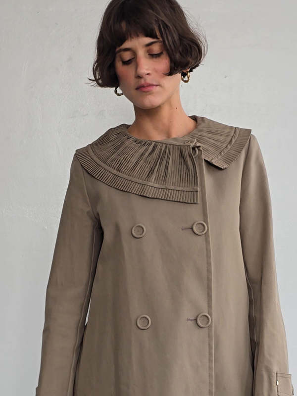 Sportsmax Pleat Collar Trench - Khaki | Garmentory