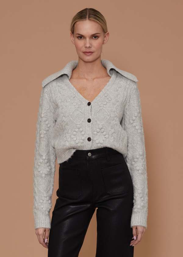 Le Jean Cable Knit Cardigan - Heather Grey | Garmentory